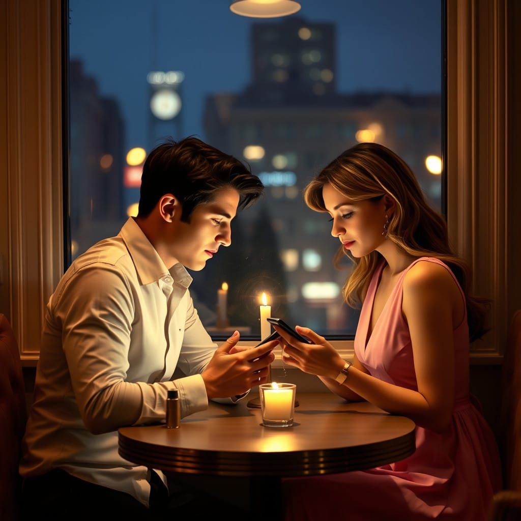 Gen Z Dating - Young Couple Lost in Mobile Intimacy