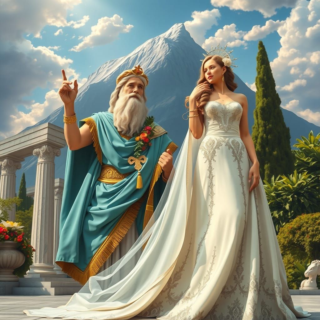 Regal Wedding of Zeus and Hera in Ancient Greek St... - AI Art