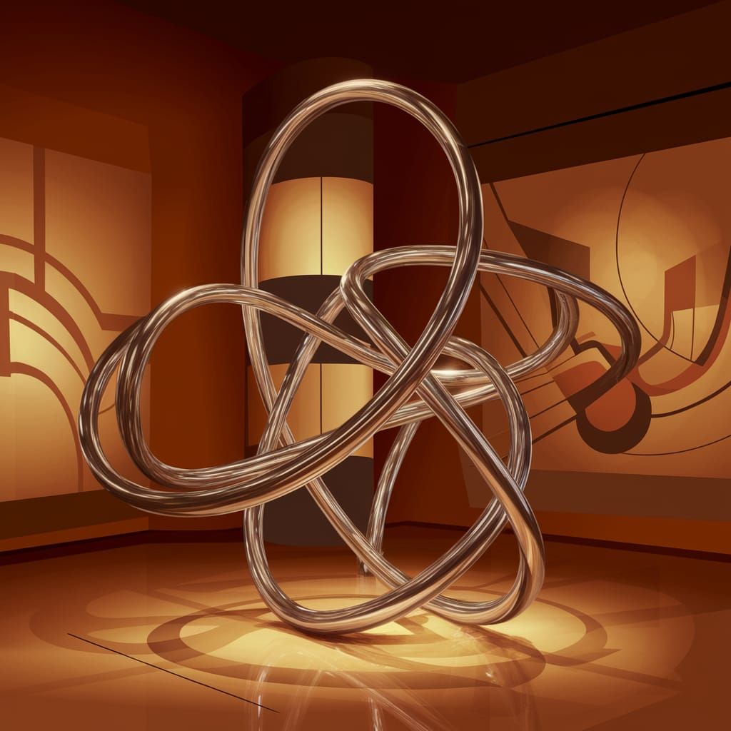 Twisting Mathematical Sculpture in Warm Ambient Li... - AI Art