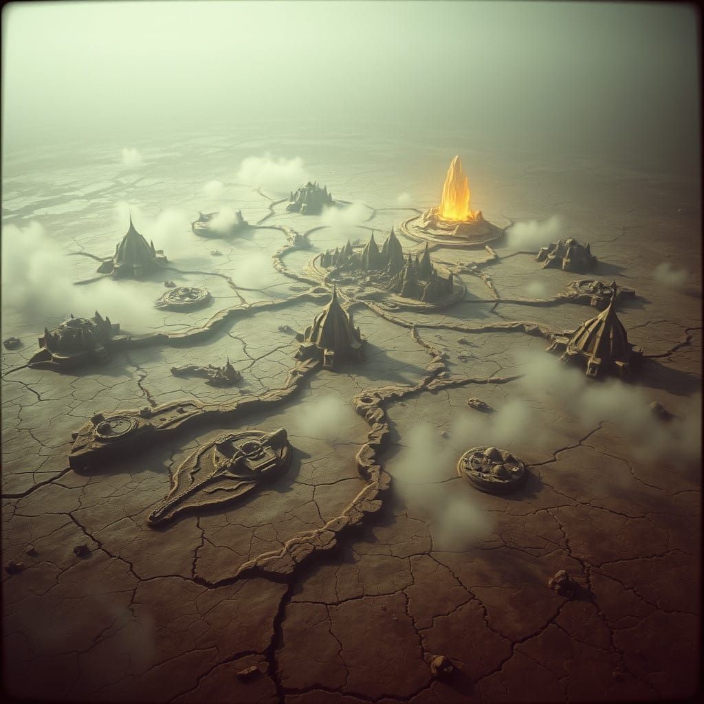 Mysterious Alien Kingdom Map in Gritty Cinematic S... - AI Art