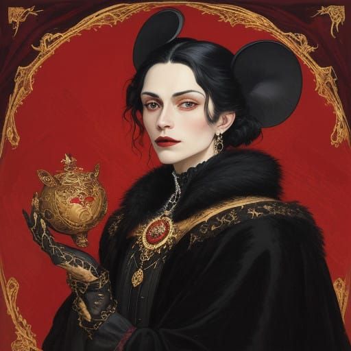 Regal Vampire Mouse in Dark, Mystical Splendor - AI Art