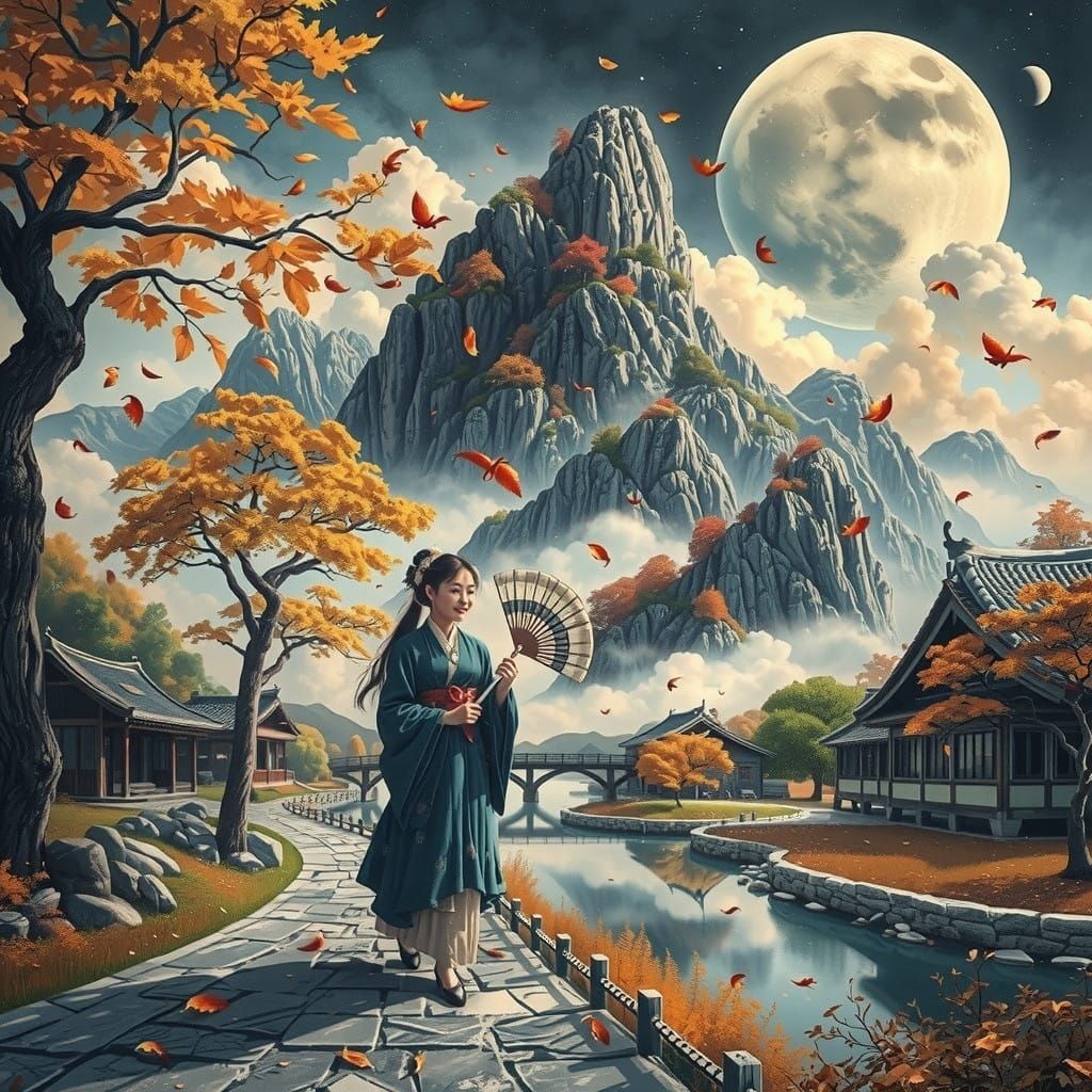 Surreal landscape - Surreal Autumn Goddess in Hanok Village