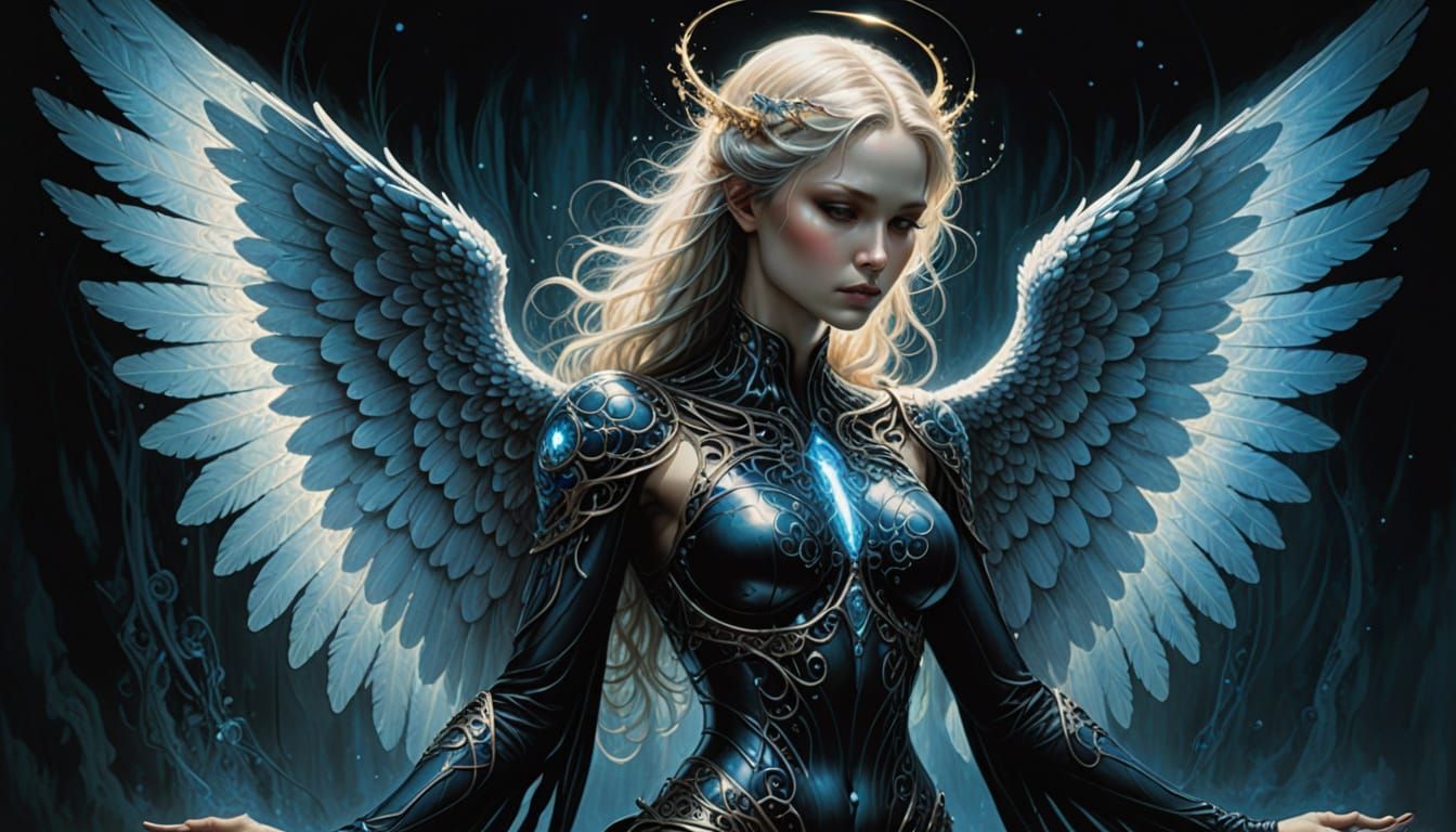 Gothic Angel in a State of Spiritual Torment - AI Art