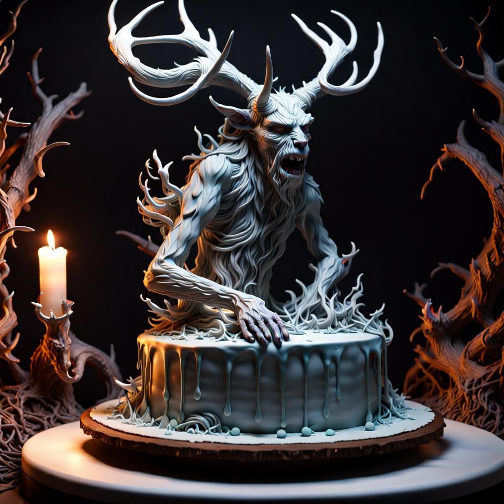 wendigo Cake Sculpture - AI Generated Artwork - NightCafe Creator