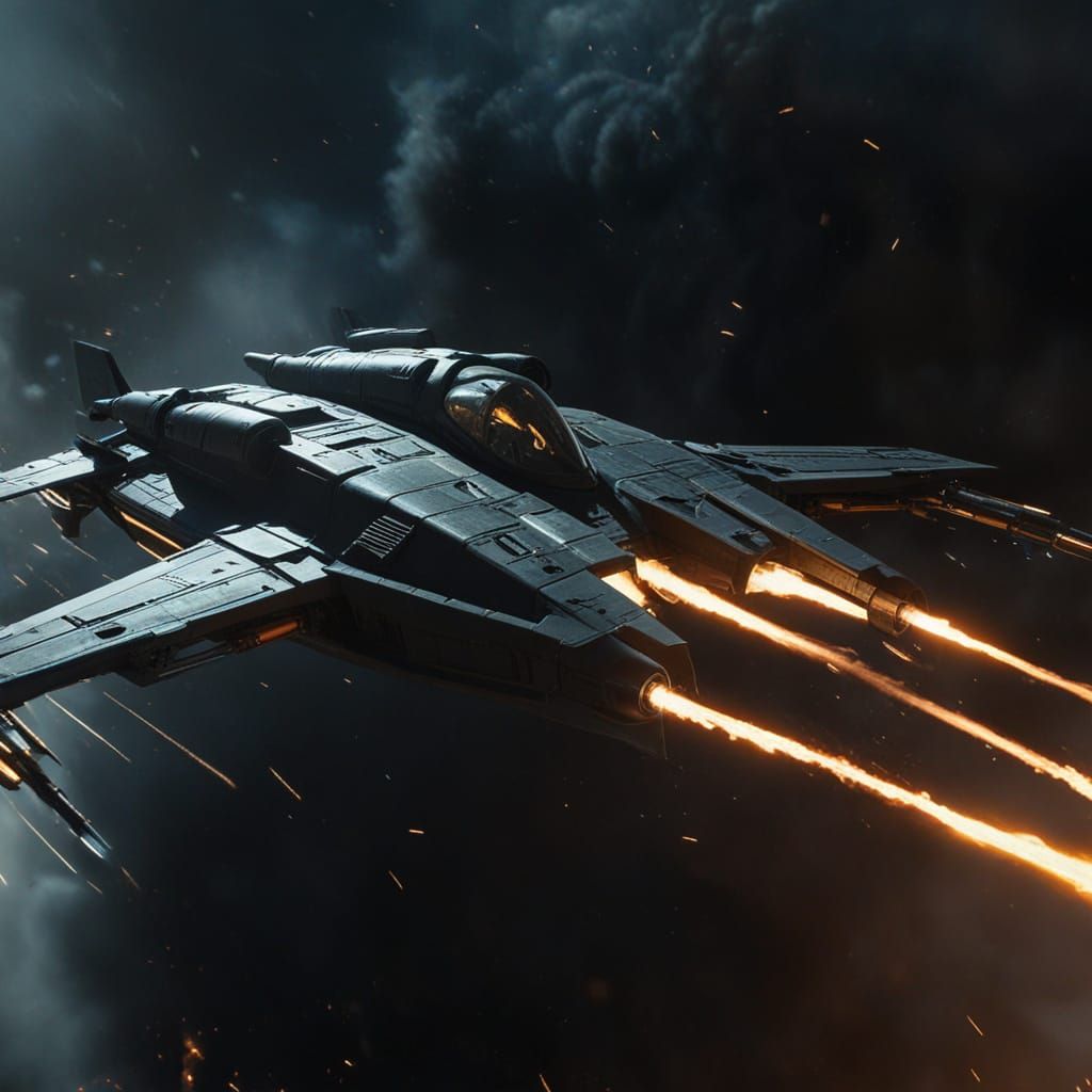 Sleek Panther Starship Unleashes Deflector Chaffs ... - AI Art