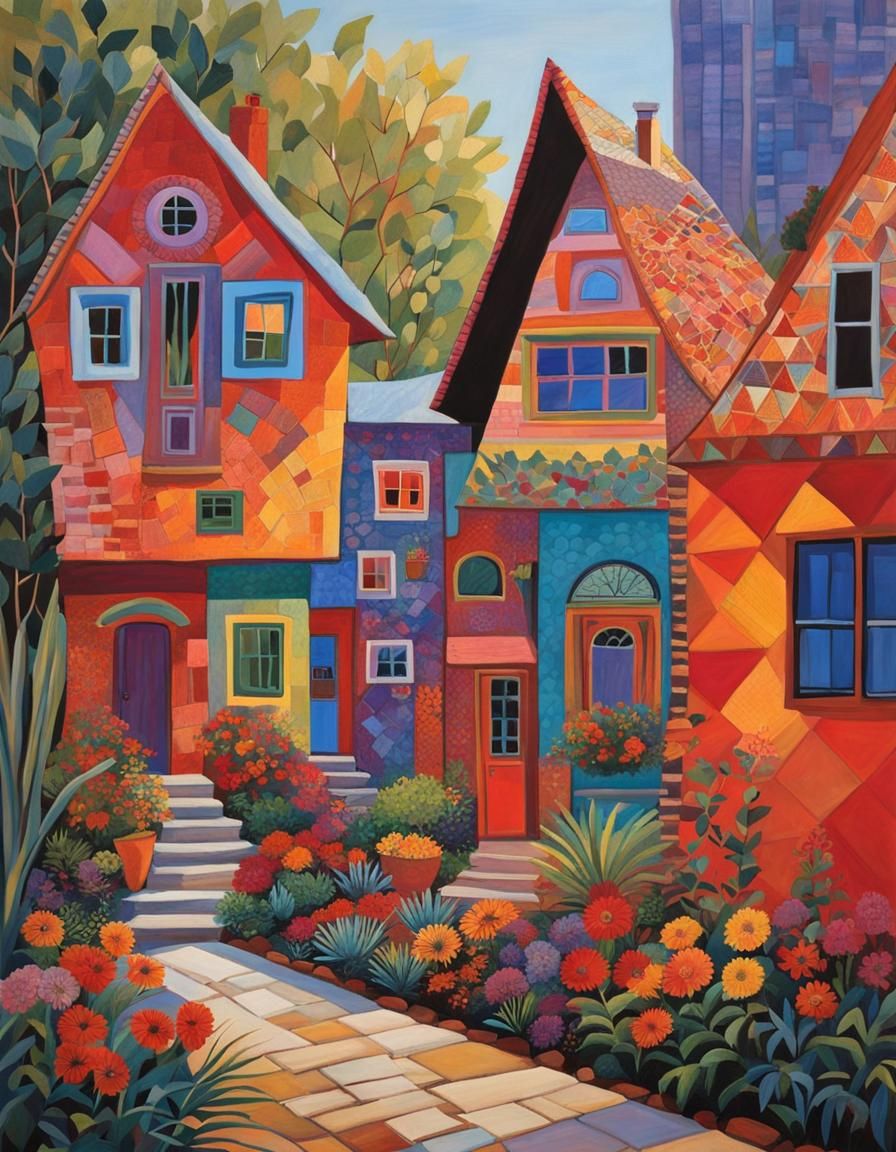 Monsanto Patchwork Houses - AI Generated Artwork - NightCafe Creator
