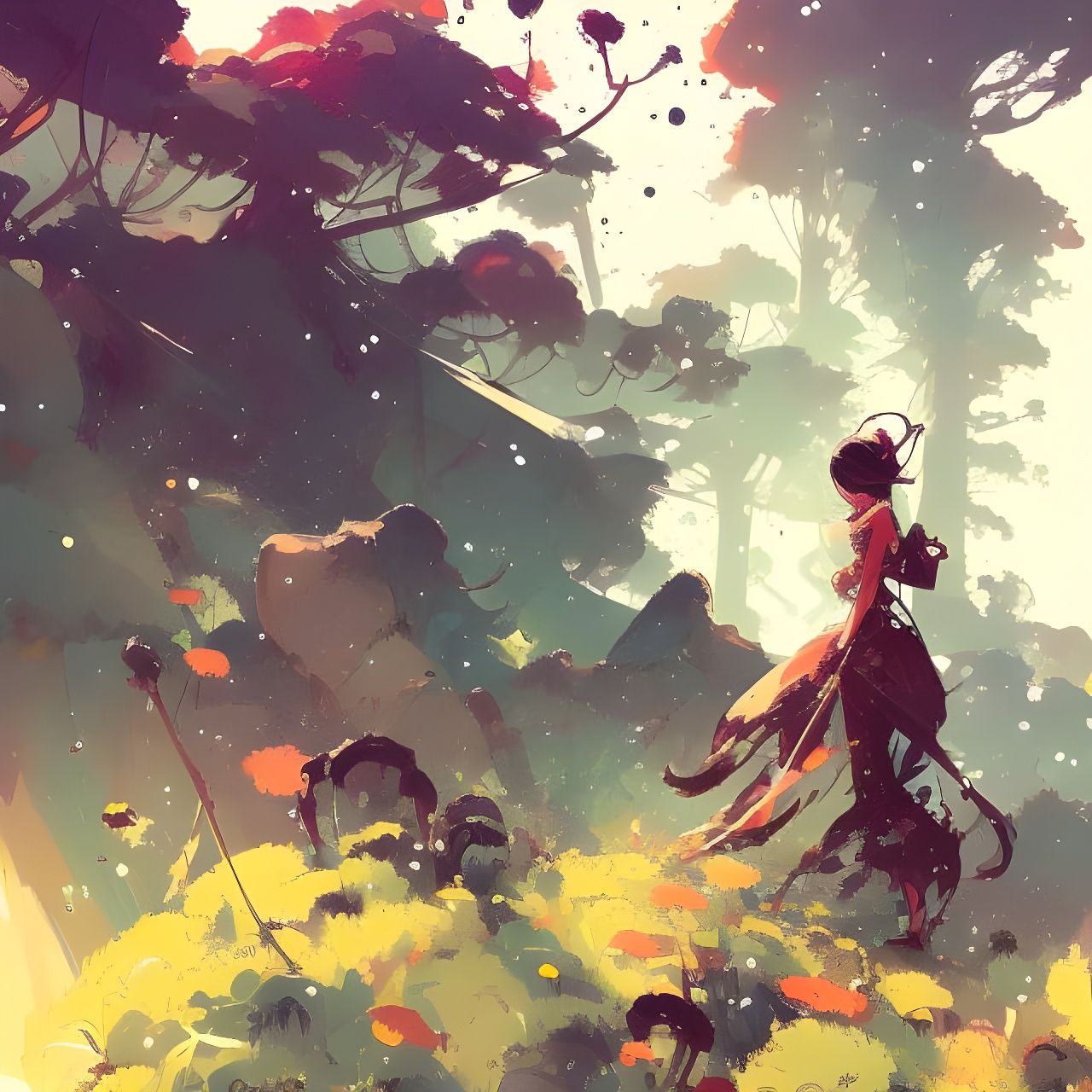 Hyper-Detailed colour splash art masterpiecedawn in the countryside by ...