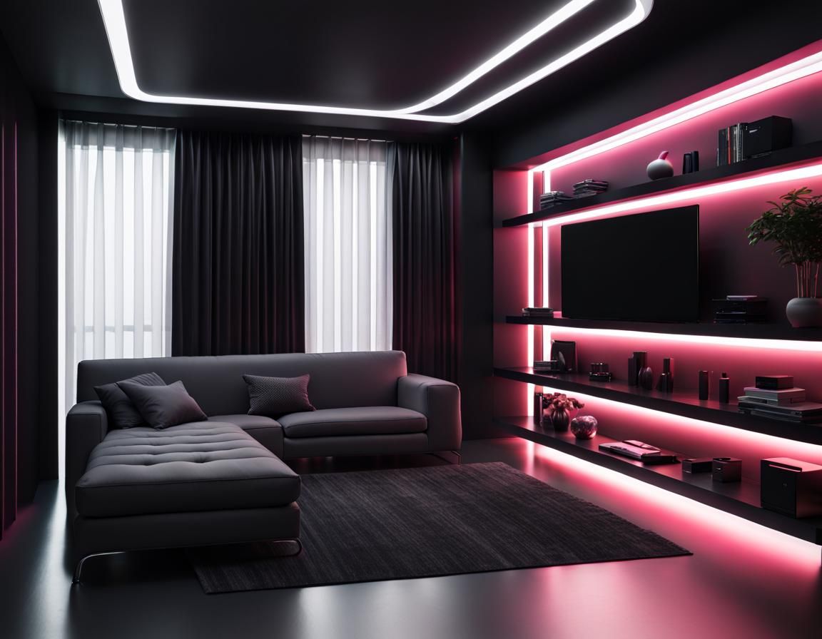 Design a beautiful sleek looking dark room for a YouTube video that has ...