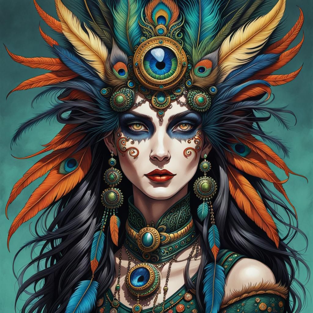 head shoulder portrait of a shadow-like demon lady, anthropomorphic ...