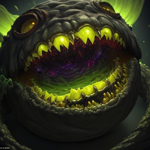 Stage 3: The Blooming Maw - Epic Close-up of a Monstrous Maw...