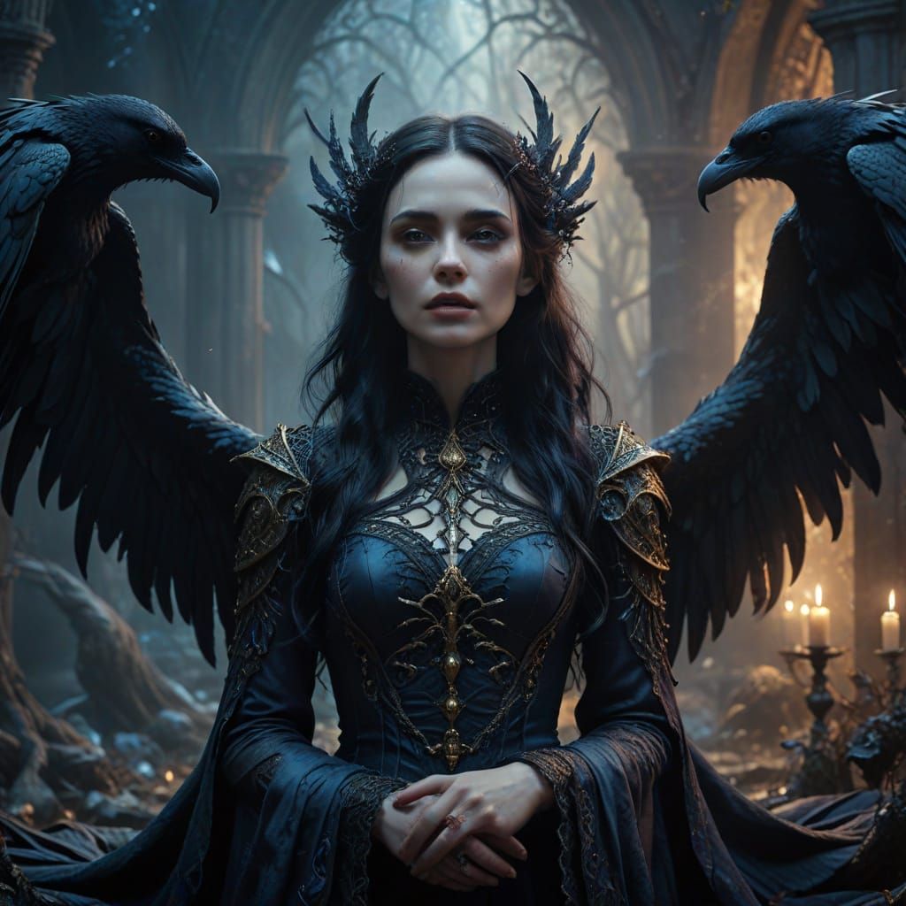 Ethereal Gothic Beauty in Mystical Realism Style - AI Art