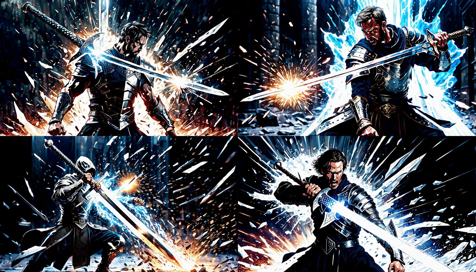 a titanium sword shatters as it hits a man with a magic protection ...