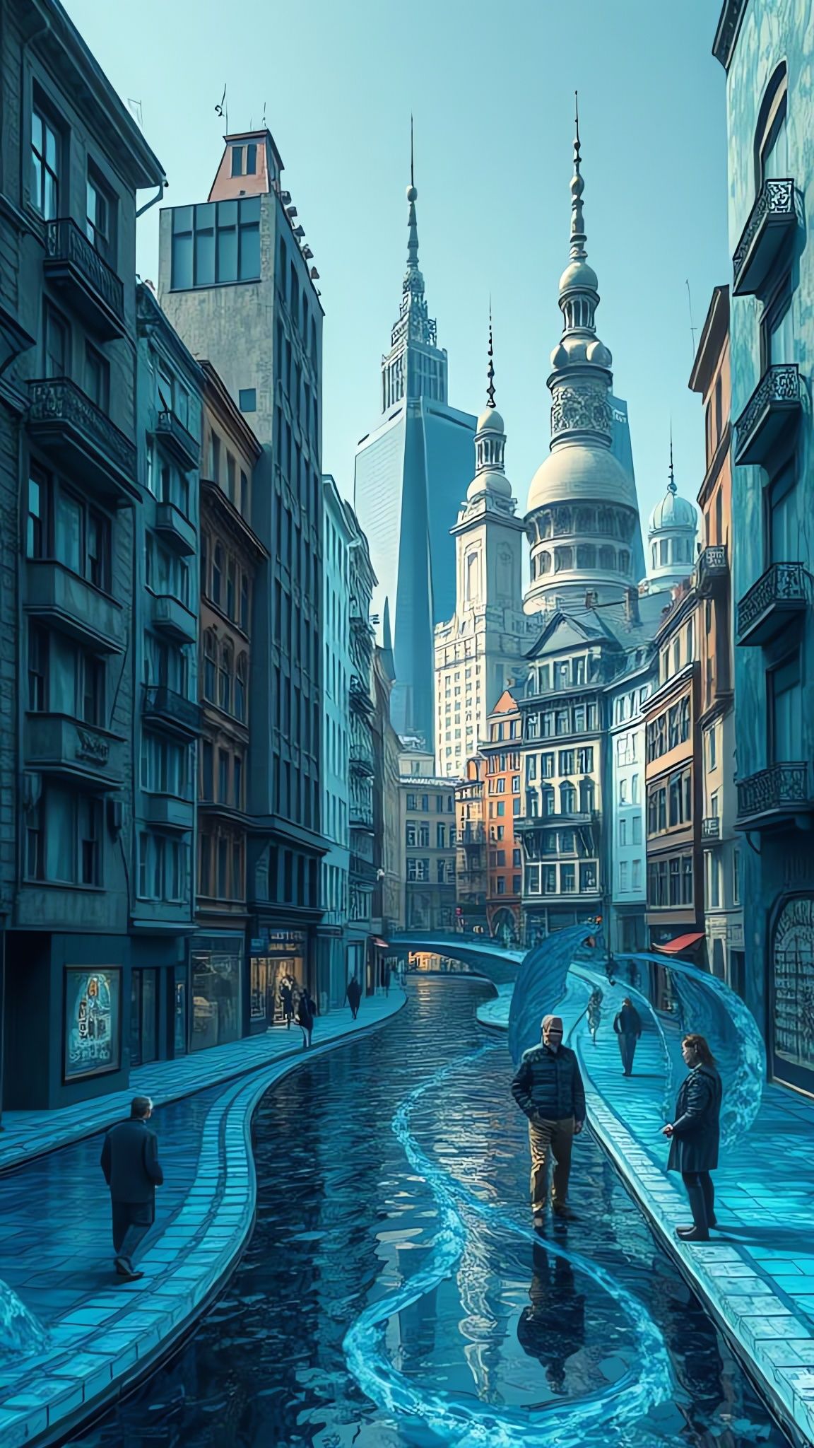 Surreal Cityscape in Distorted Mirrors and Shimmer... - AI Art