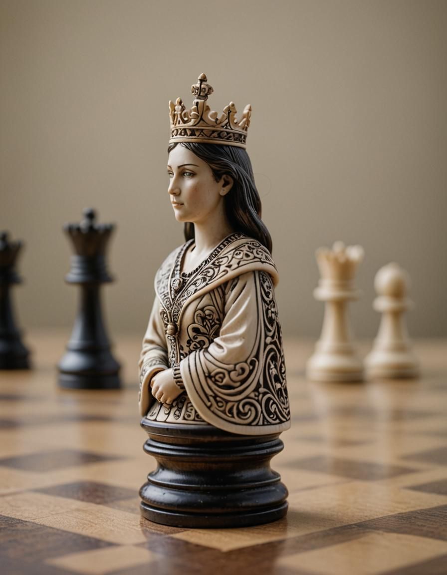 White Queen in scrimshaw - AI Generated Artwork - NightCafe Creator