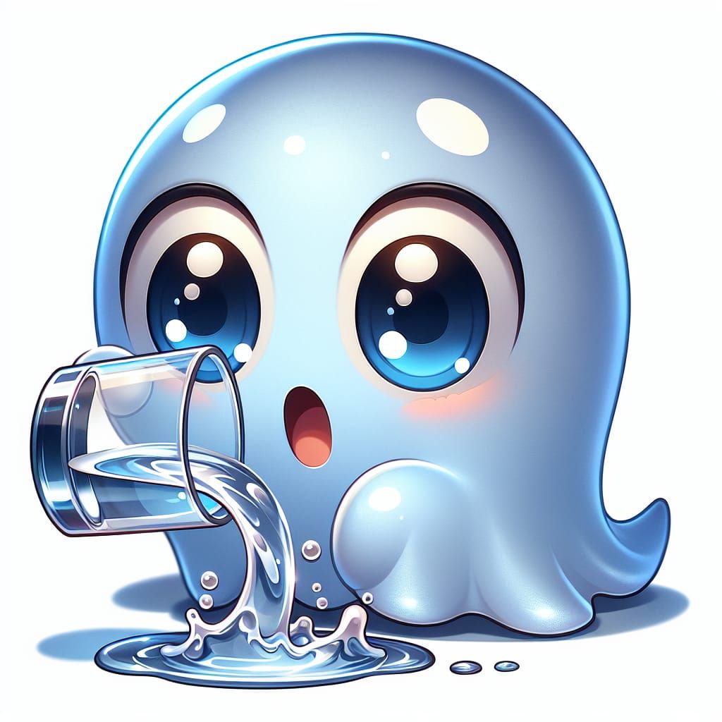 Chibi ghost pouring out water - AI Generated Artwork - NightCafe Creator