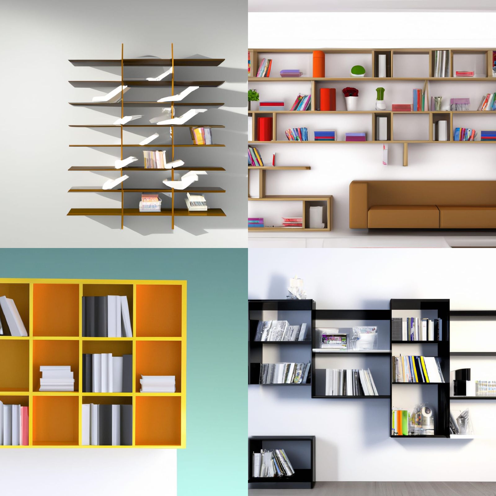 Modern Bookshelf - AI Generated Artwork - NightCafe Creator