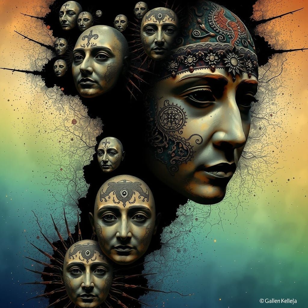 primordial faces in zoomorphic designs,