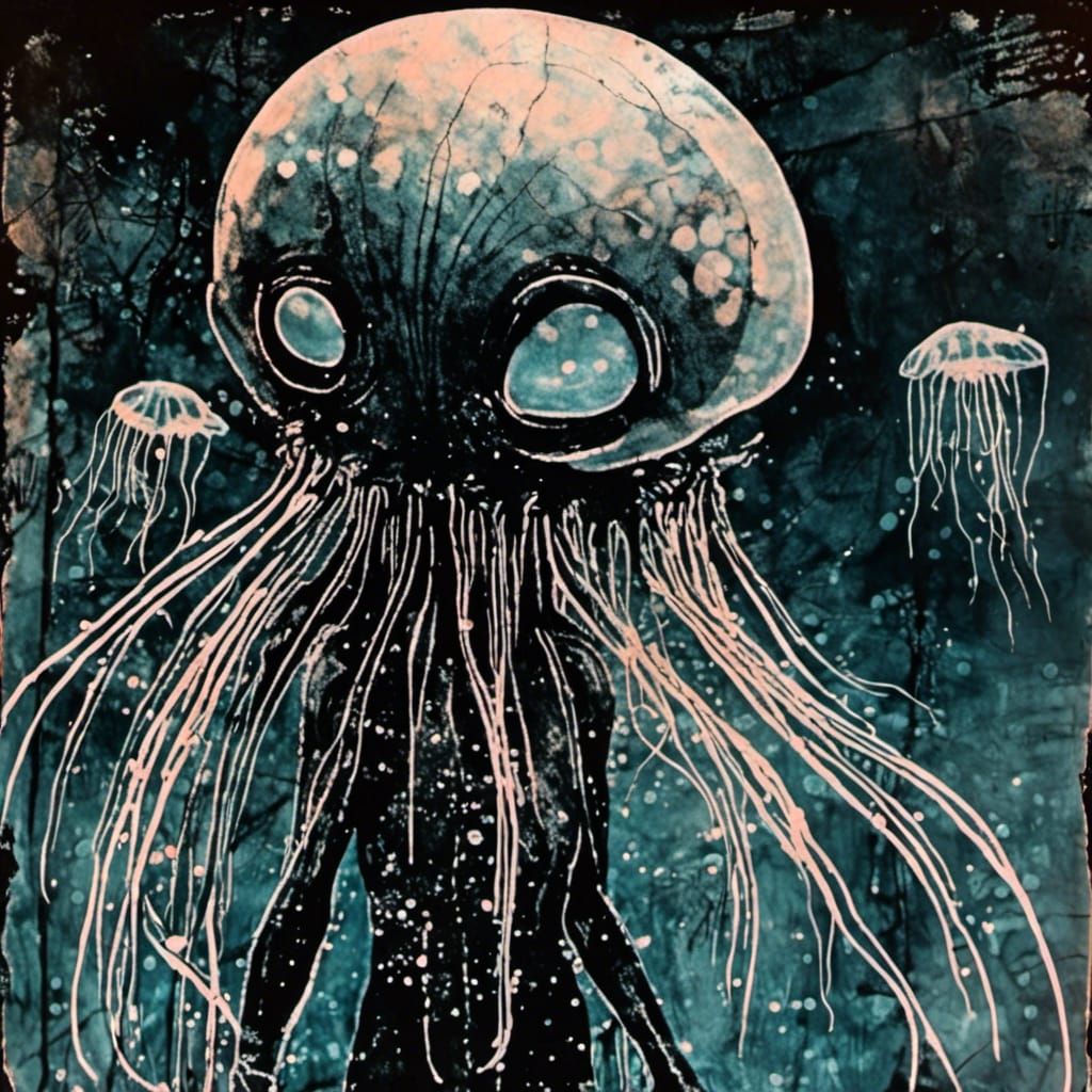 translucent alien with jellyfish DNA