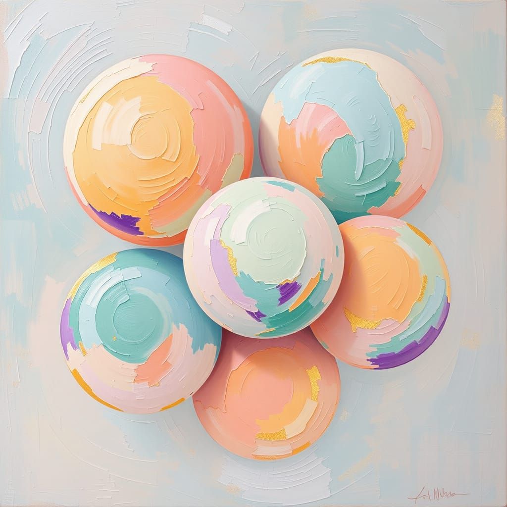 Vibrant, Symmetrical Spheres in Pastel Harmony - AI Art