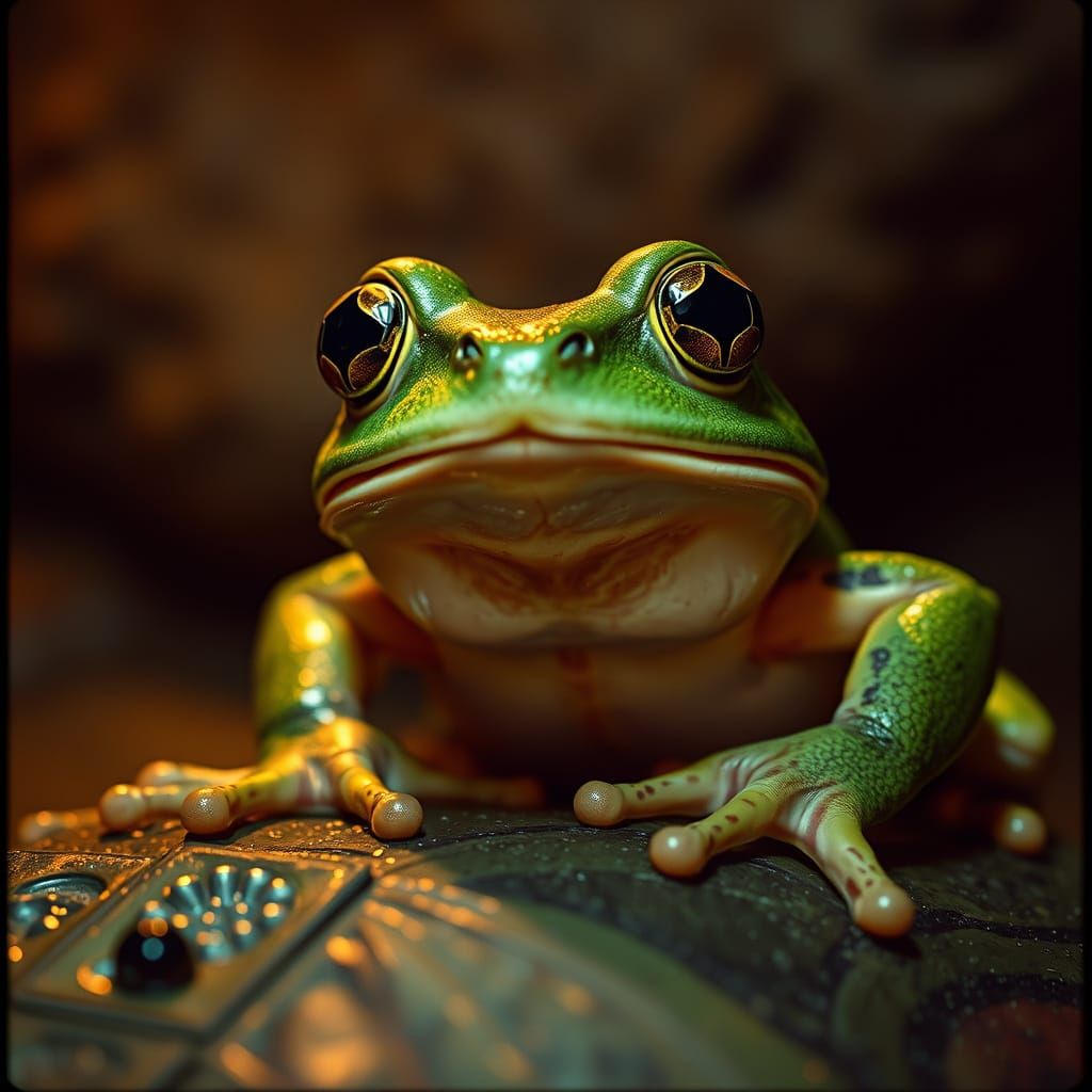 Surprised Frog in Cinematic Film Still - AI Art