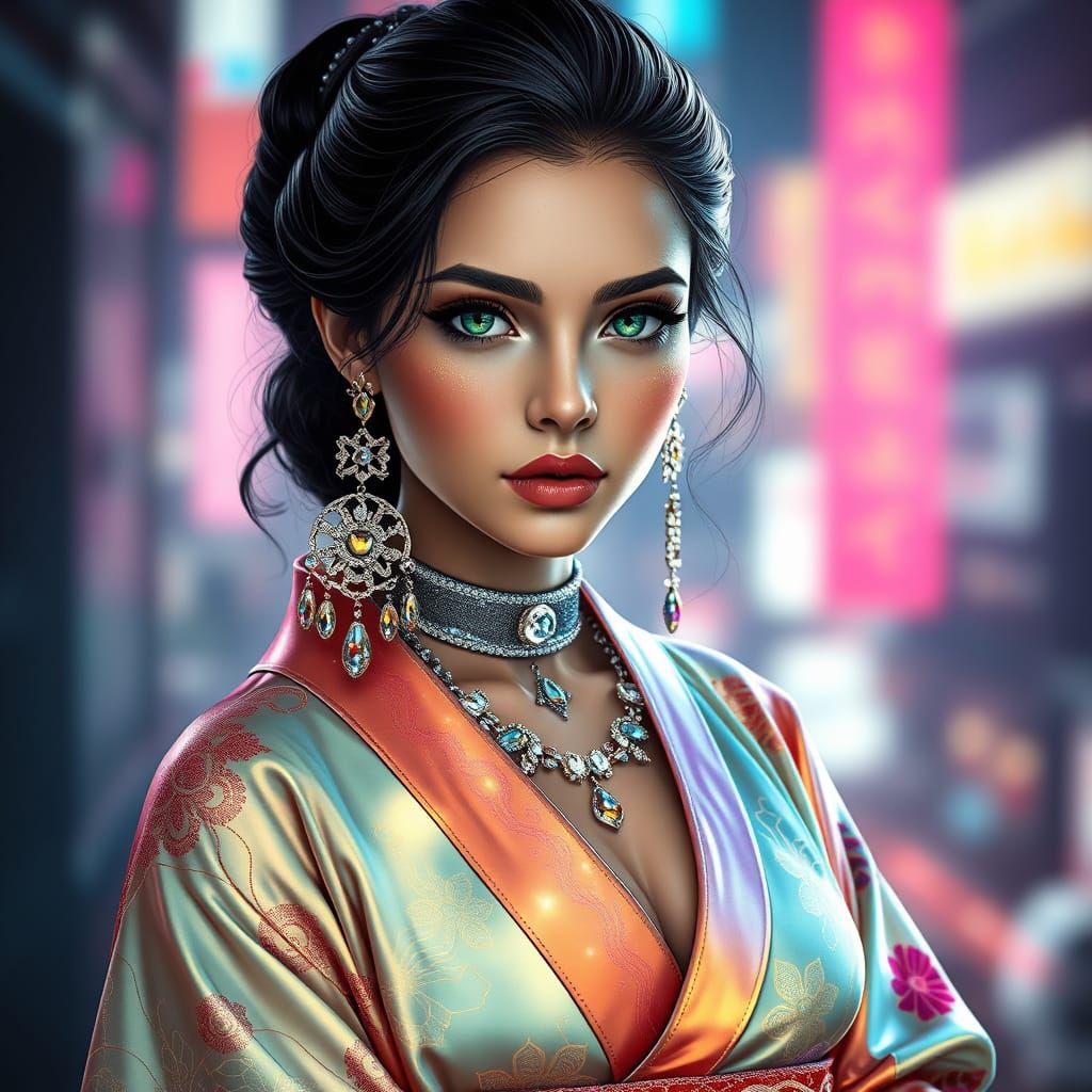 Hyperrealistic Portrait of a Futuristic Goddess in... - AI Art