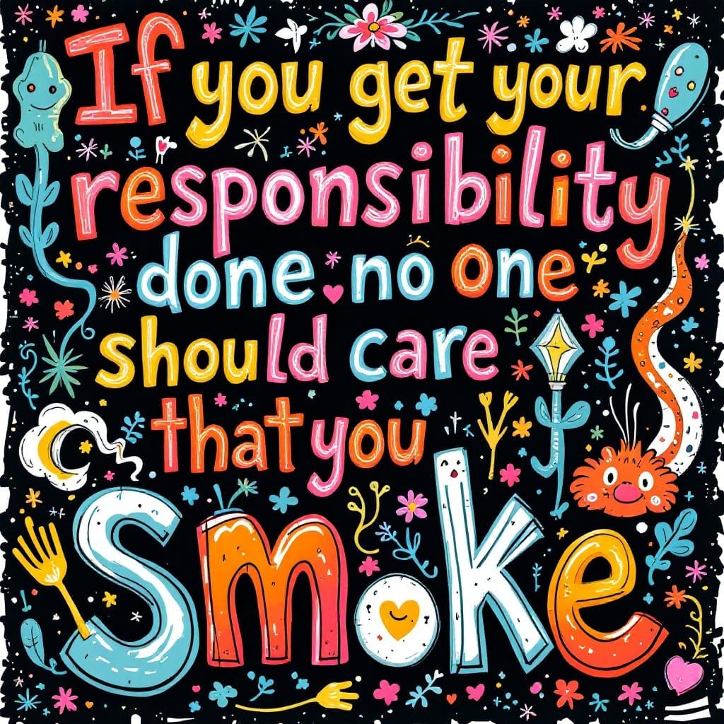 Whimsical Responsibility Wallpaper in Cursive Cart... - AI Art