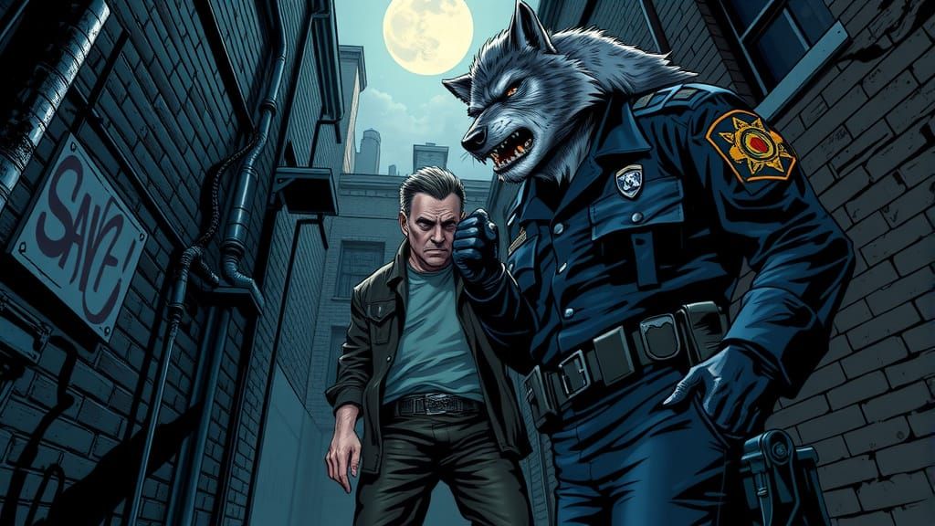 Gritty Urban Werewolf Police Officer Takes Down a ... - AI Art