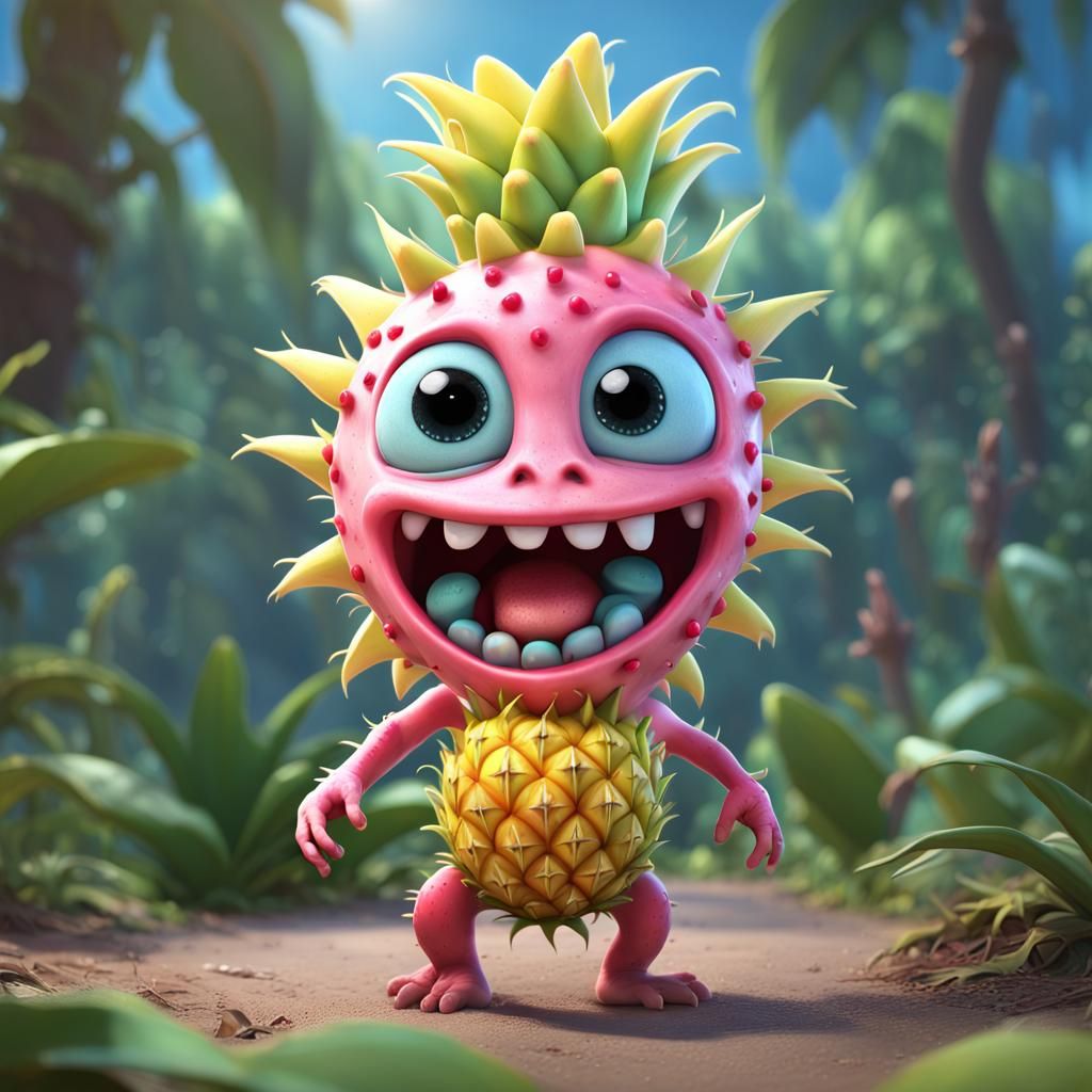 funny cute dragonfruit character - AI Generated Artwork - NightCafe Creator