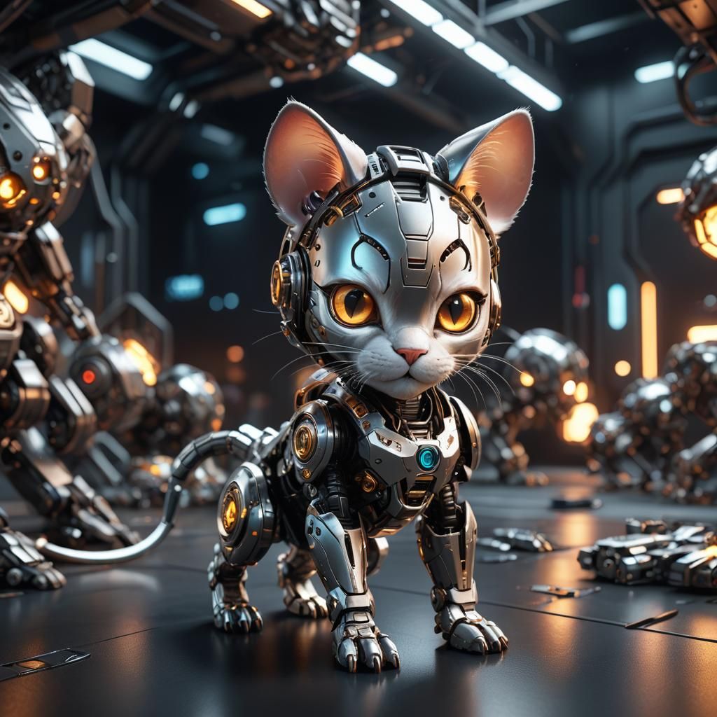 Cyborg Cat - AI Generated Artwork - NightCafe Creator