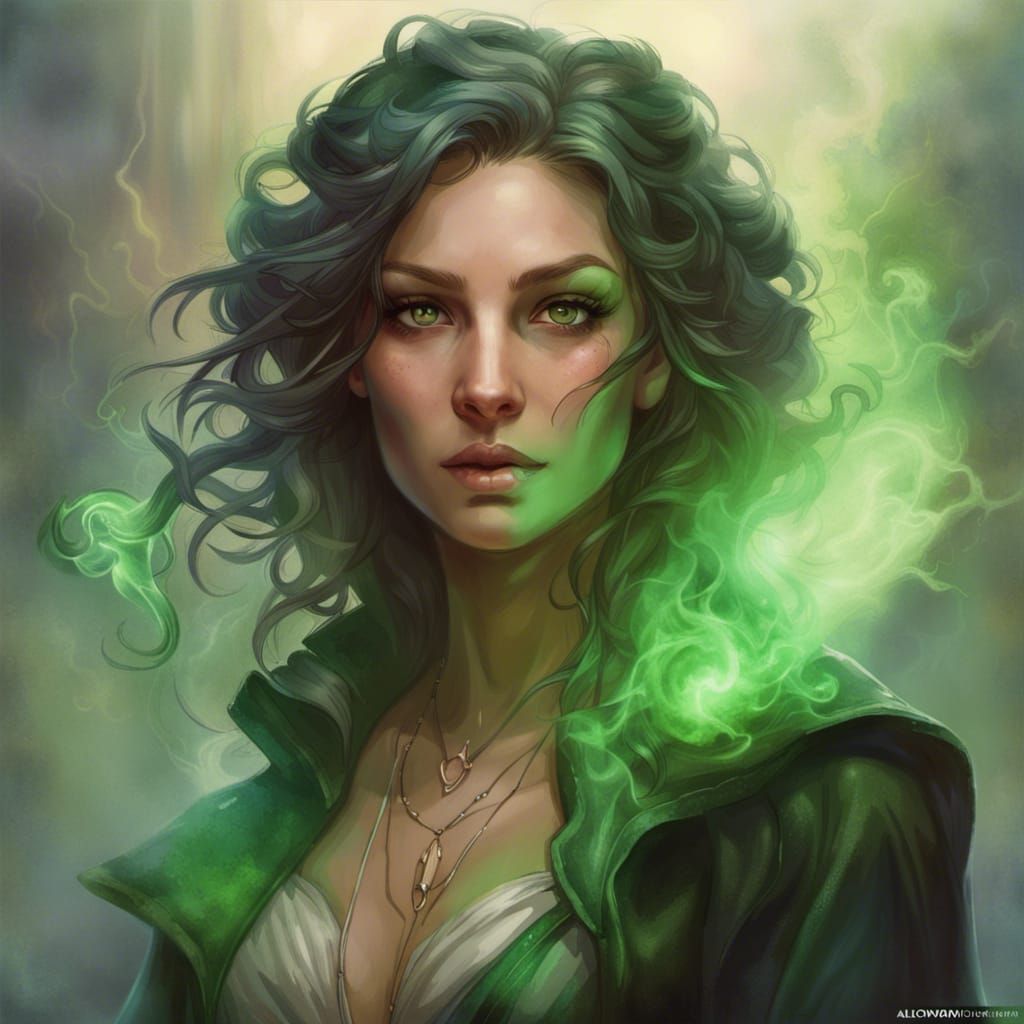 Modern Green Witch - AI Generated Artwork - NightCafe Creator