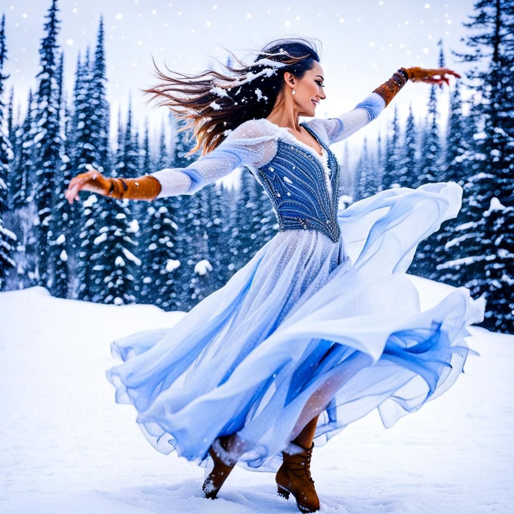She dances with joy in the snow feeling The inherent wildness she was ...