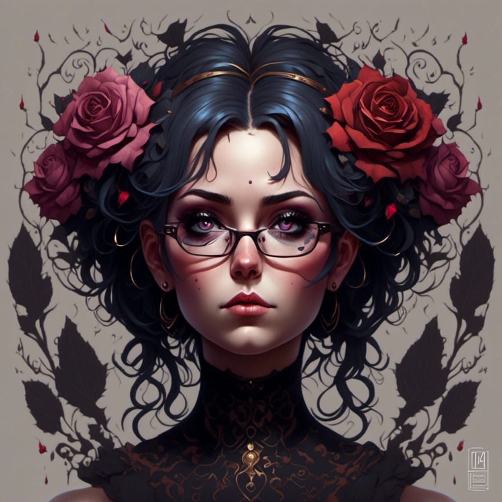 goth princess ornate filigree rose head and shoulders portrait, 8k ...