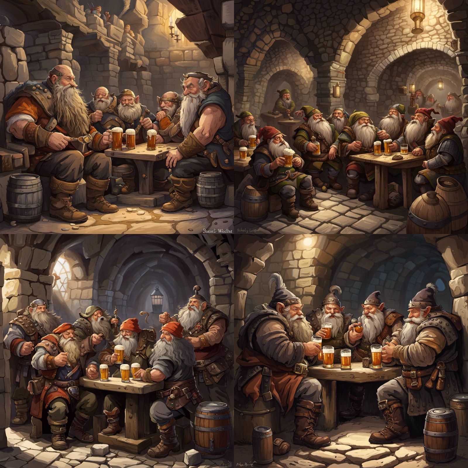 Dwarves drinking beer in their halls of stone - AI Generated Artwork ...