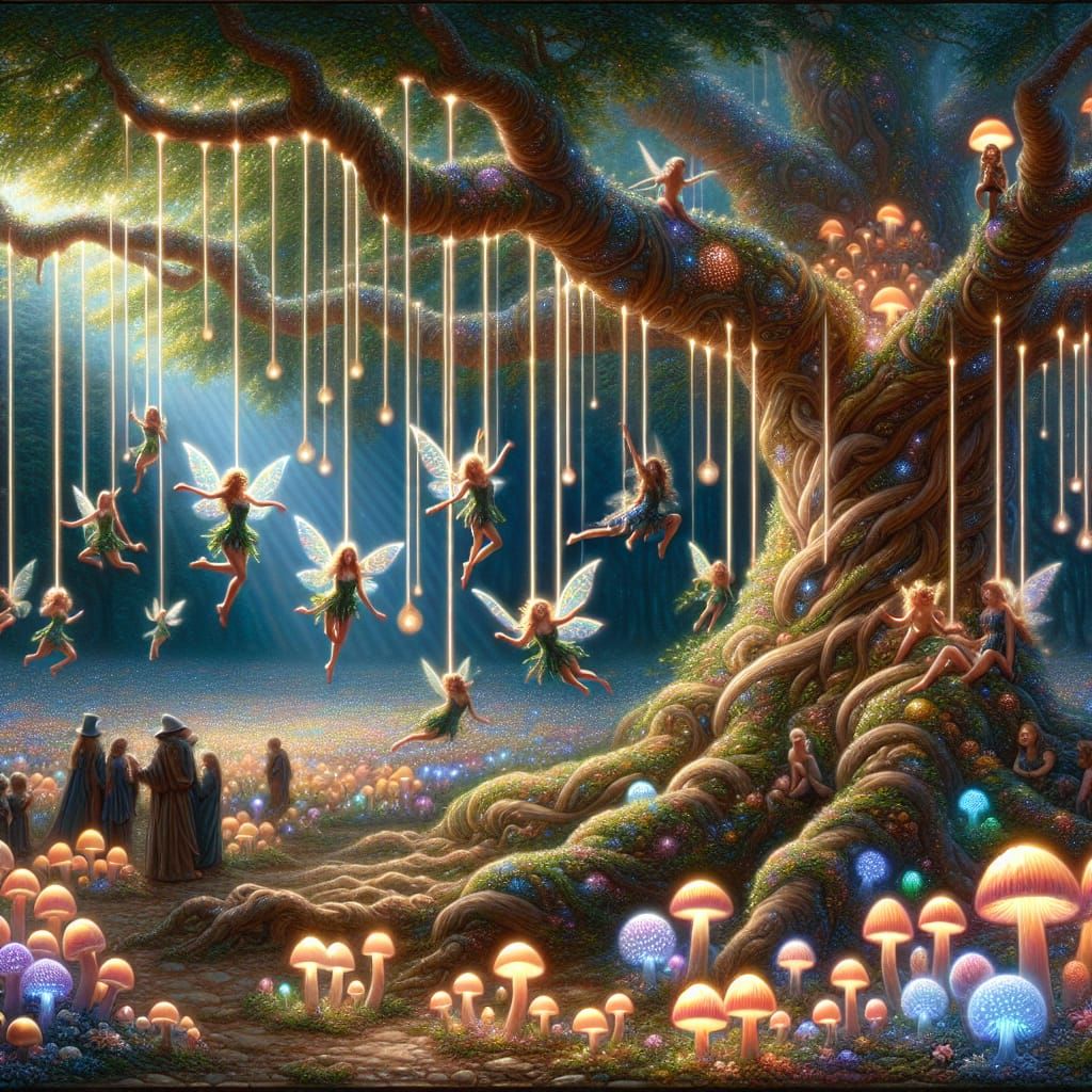 Fairies Playing on Vines - AI Generated Artwork - NightCafe Creator