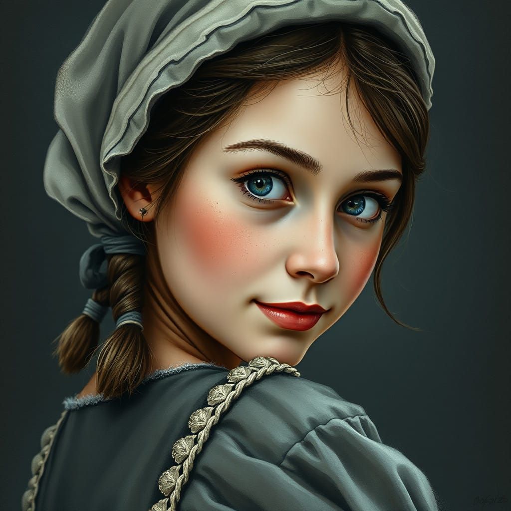 Dutch peasant girl - Ethereal Dutch Peasant Girl Portrait
