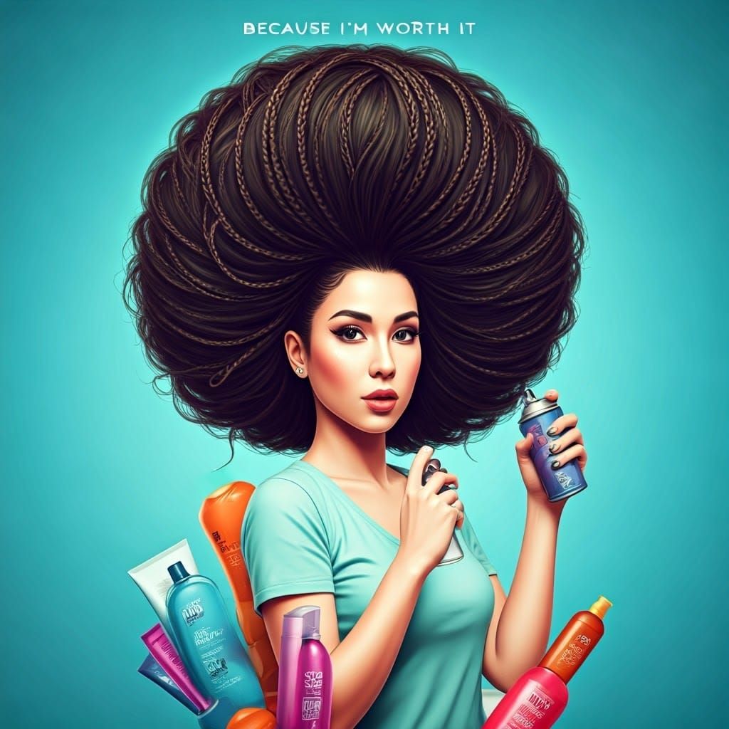 advertising poster with a woman with an elaborate, exaggerated, high ...