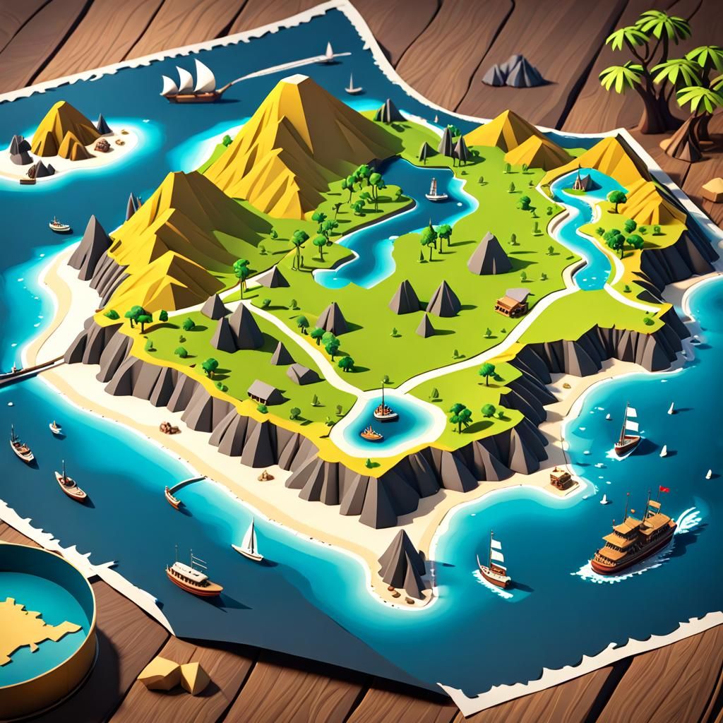 3d treasure's map - AI Generated Artwork - NightCafe Creator