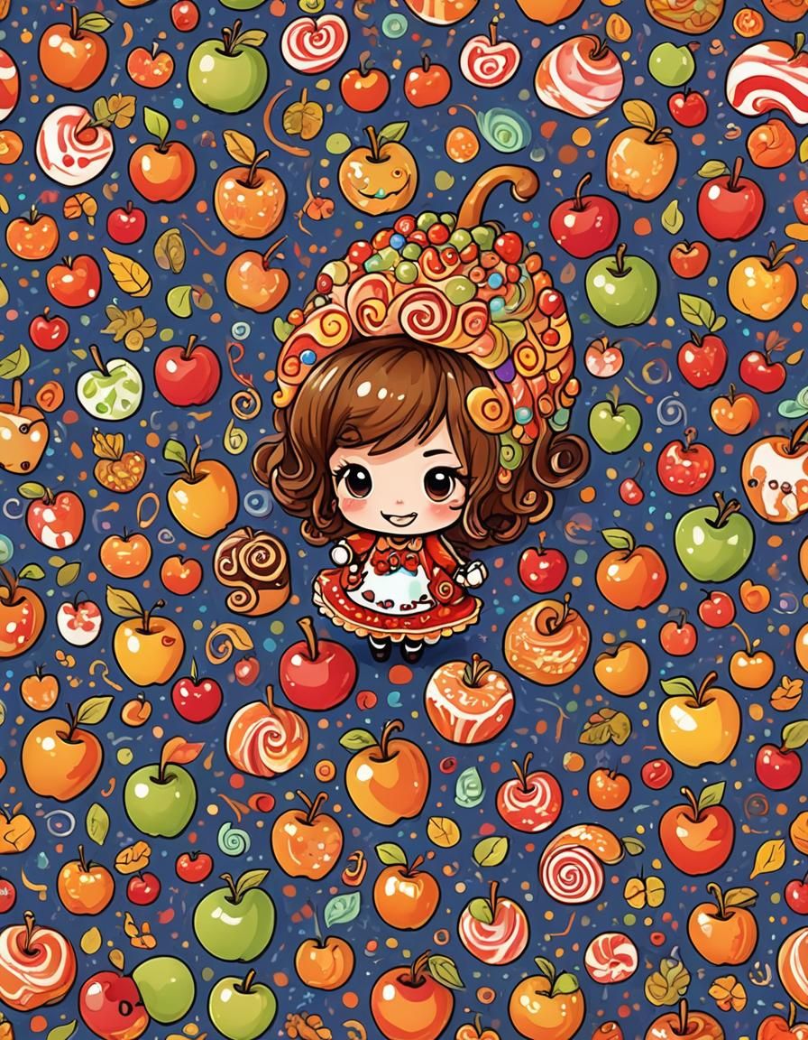 autumn scene chibi caramel apple - AI Generated Artwork - NightCafe Creator