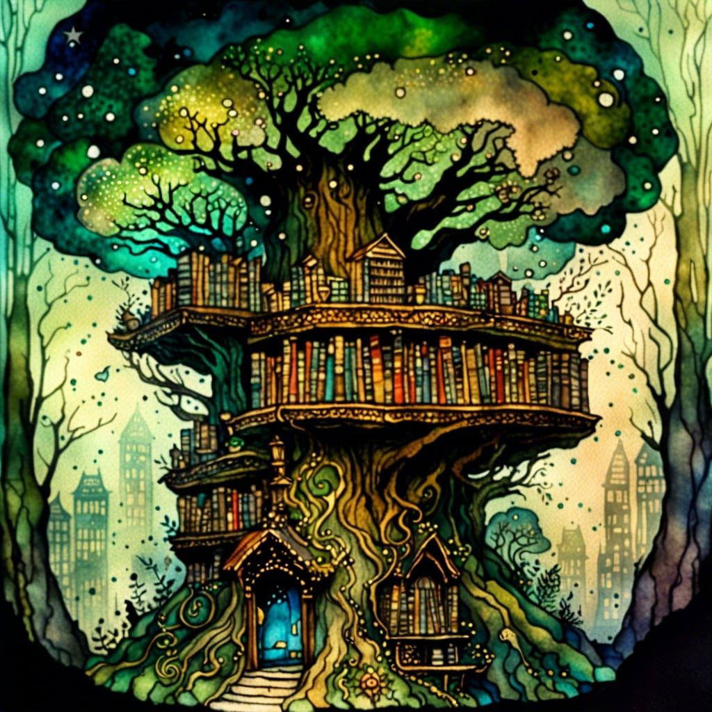 Library Tree - AI Generated Artwork - NightCafe Creator