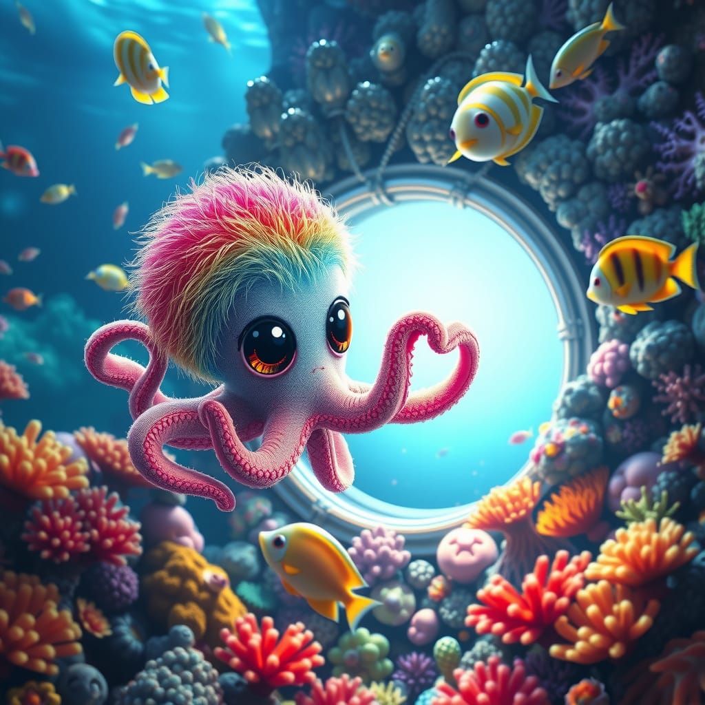 Cute Kawaii Octopus Twin Reunion in Vibrant Ocean ... - AI Art