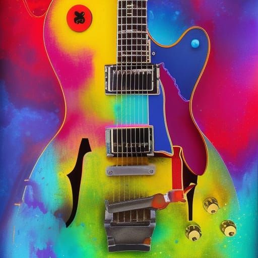 Gibson ES Electric Guitar - AI Generated Artwork - NightCafe Creator