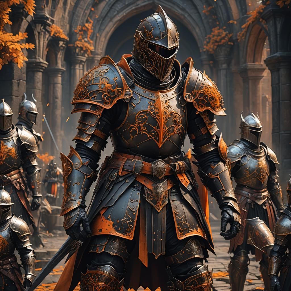 Orange and black Knight in armor - AI Generated Artwork - NightCafe Creator
