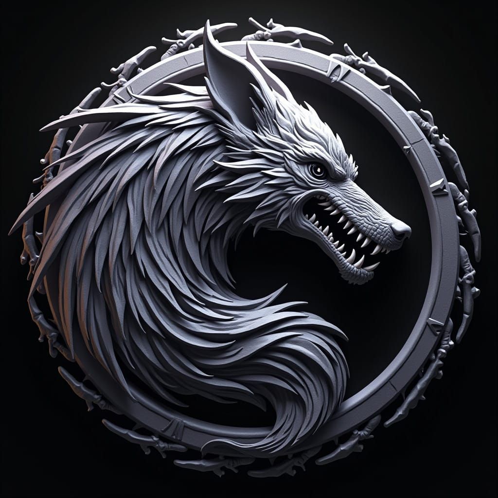 Surreal Moon Werewolf Clan Emblem in 8k VR Detail - AI Art