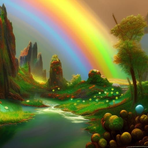 Rainbow over a magic land - AI Generated Artwork - NightCafe Creator