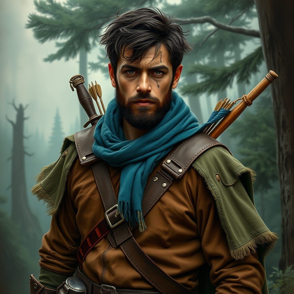 Rugged Ranger at Forest's Edge - AI Art