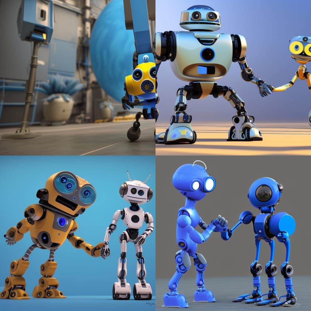 boston dynamics robot spot mini meets a friendly blue protocol droid ...