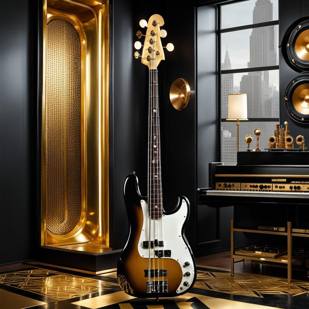 FENDER Precision Bass, Art Deco recording studio - AI Generated Artwork ...