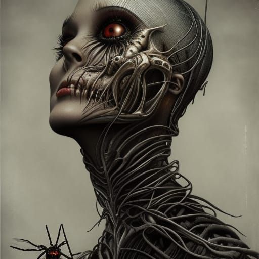 nightmare creature with lower body of a spider and the torso of a woman ...