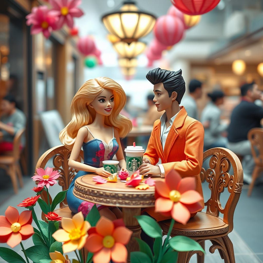 Barbie and Ken at Starbucks - Barbie and Ken in Whimsical Pa...