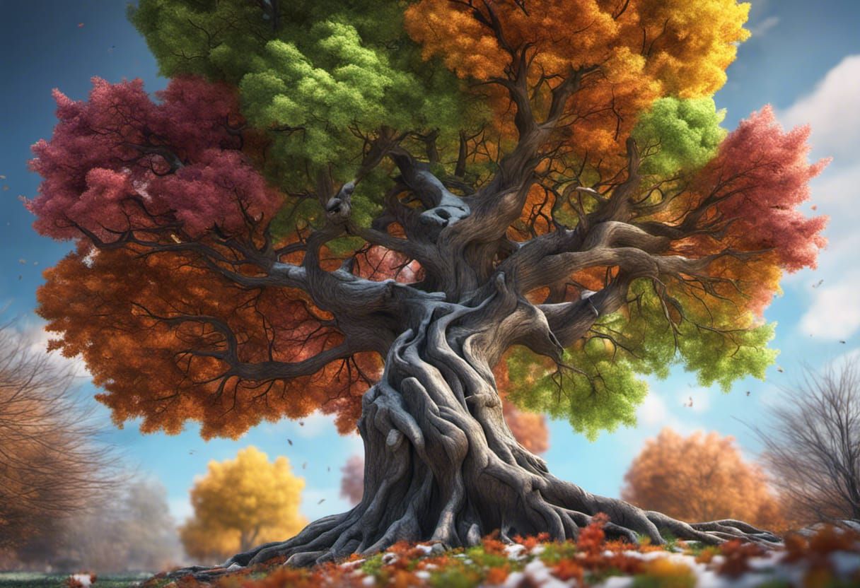 4 seasons tree - AI Generated Artwork - NightCafe Creator